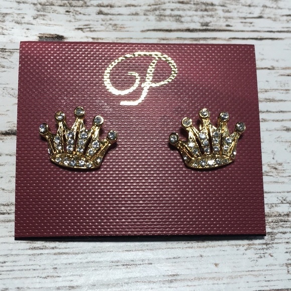 Jewelry | Princess Crown Earrings Faux Gold Diamonds | Poshmark